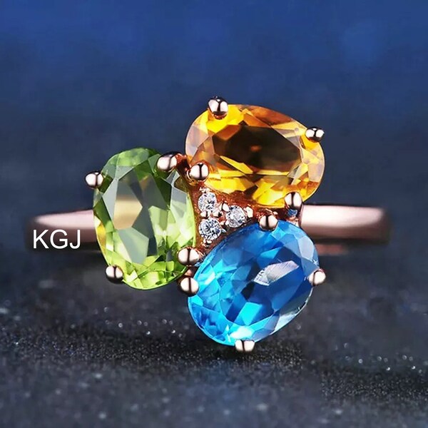 Topaz Peridot Ring - Etsy