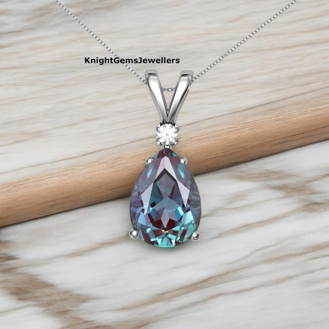 Alexandrite Pear Cut Pendant Color Change Stone Pendant Women ...