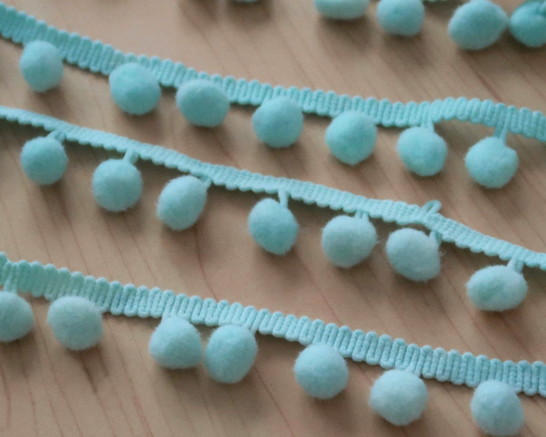 3m and 5m Green Pastel Pom Pom Trim Fringe for Fashion, Sewing, DIY and ...