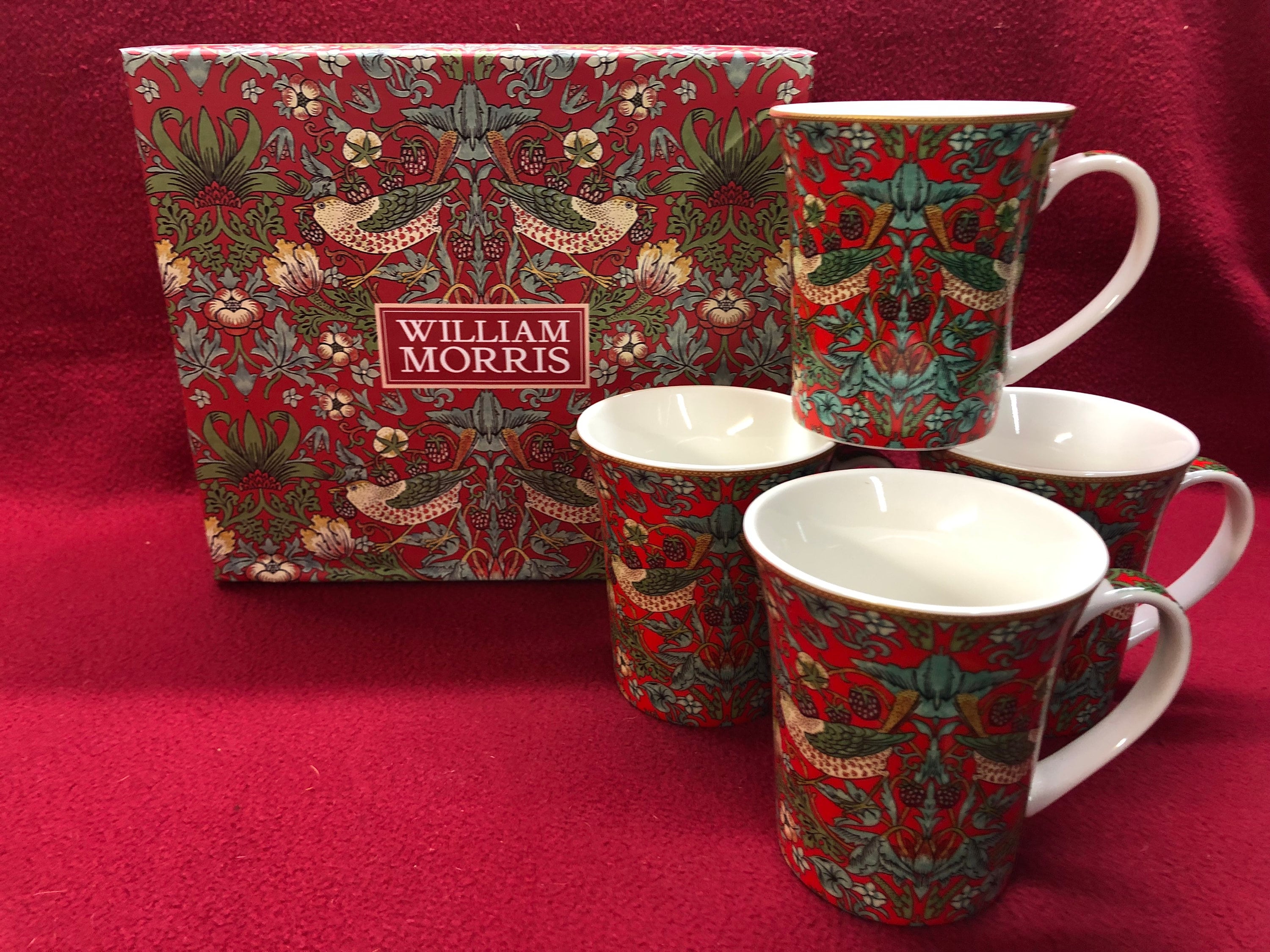 William Morris Set of 4 Mugs strawberry Thief - Etsy UK