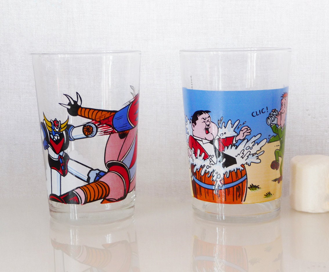 Vintage GOLDORAK Glass, LAUREL and HARDY Glass French Version, Antenne ...