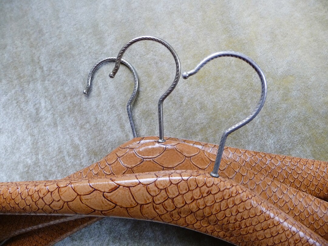 3 Gorgeous Faux Leather COAT HANGERS, Parisian Chic Coat Hangers ...