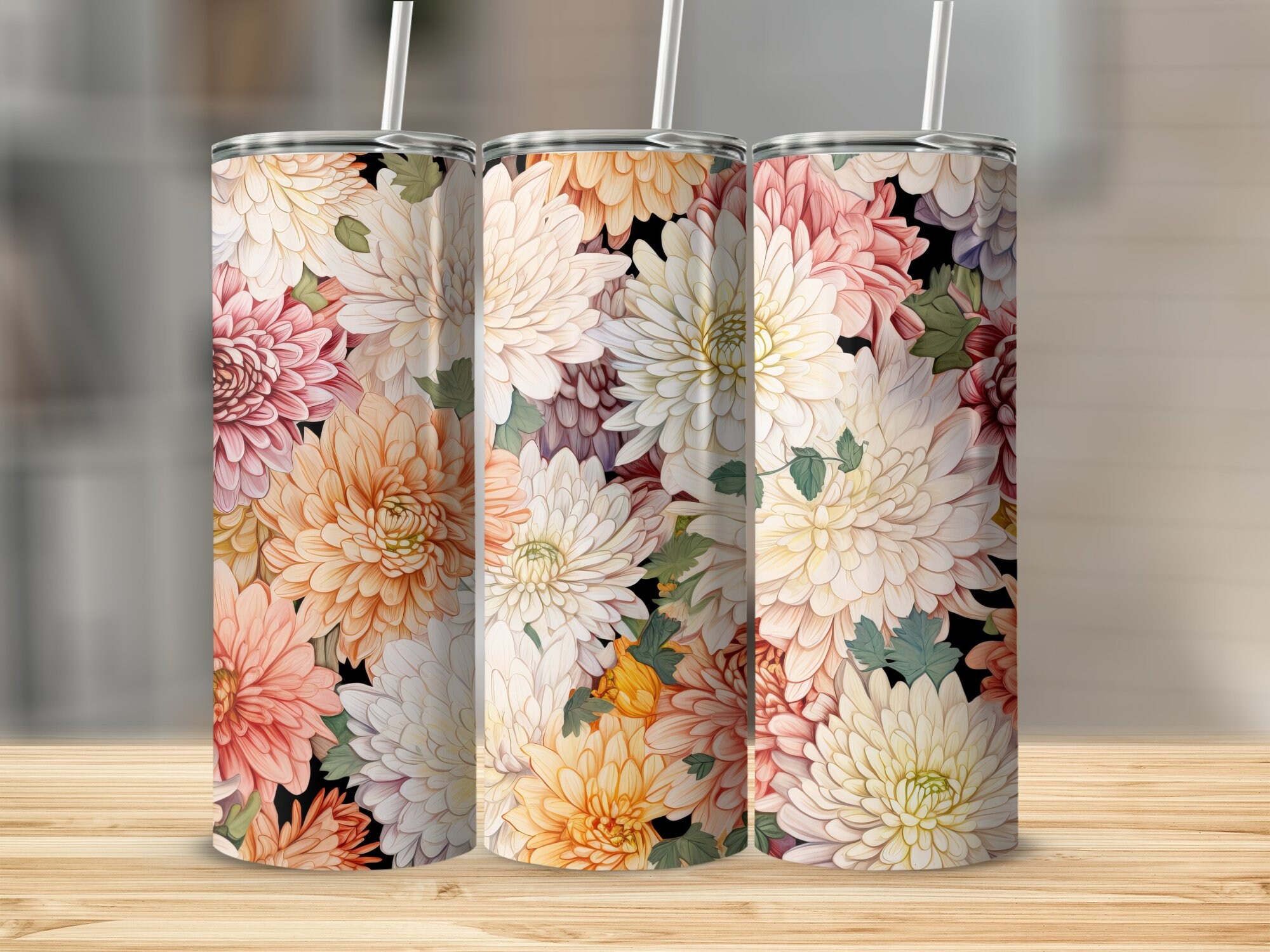 Seamless Floral Tumbler Wrap 20oz Chrysanthemums Tumbler Wrap - Etsy
