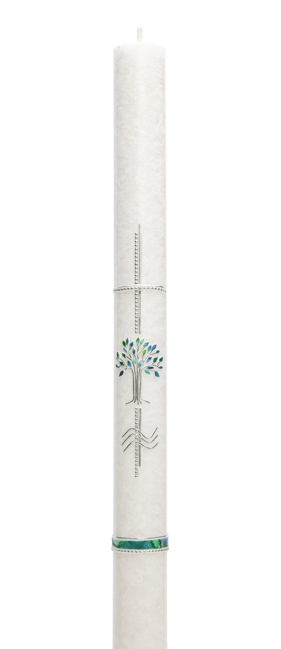 Baptismal Candle Stearin Tree and Cross Silver 40 X 3 Cm Incl. Box - Etsy