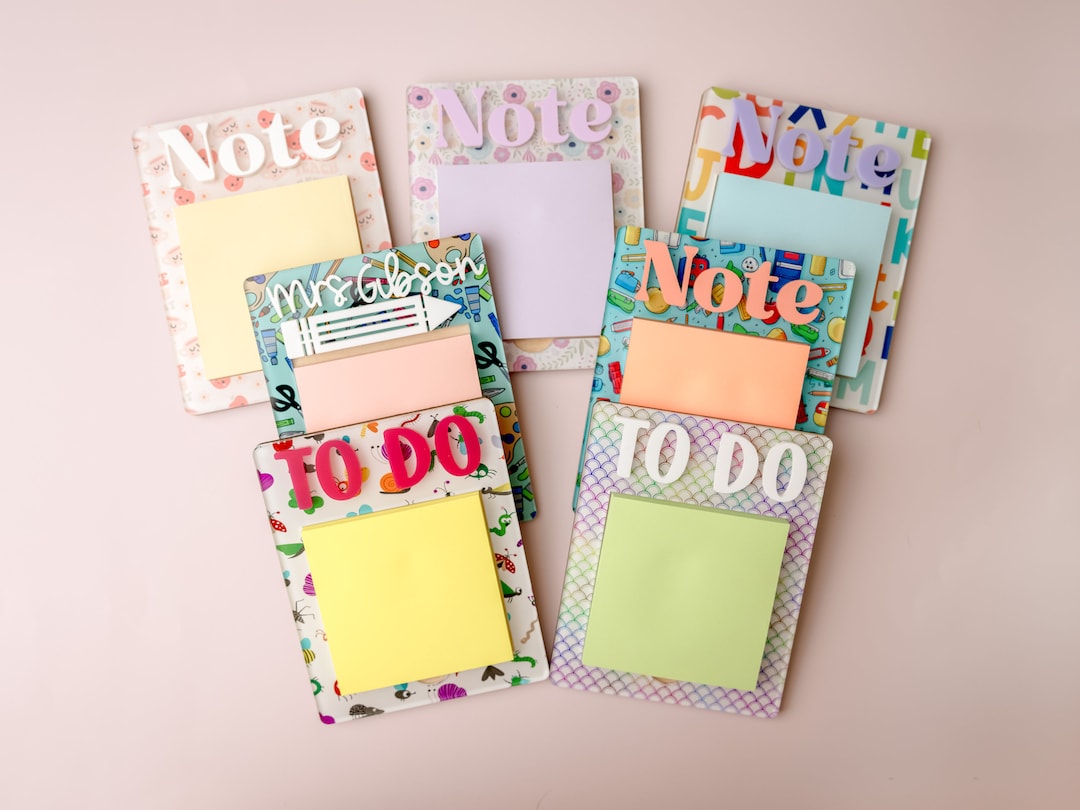 Personalized Post-it Note Holder for Teacher Cute Sticky Note Organizer ...