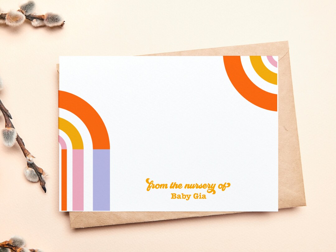 Groovy Baby Note Cards Baby Shower Thank You Retro Personalized From ...