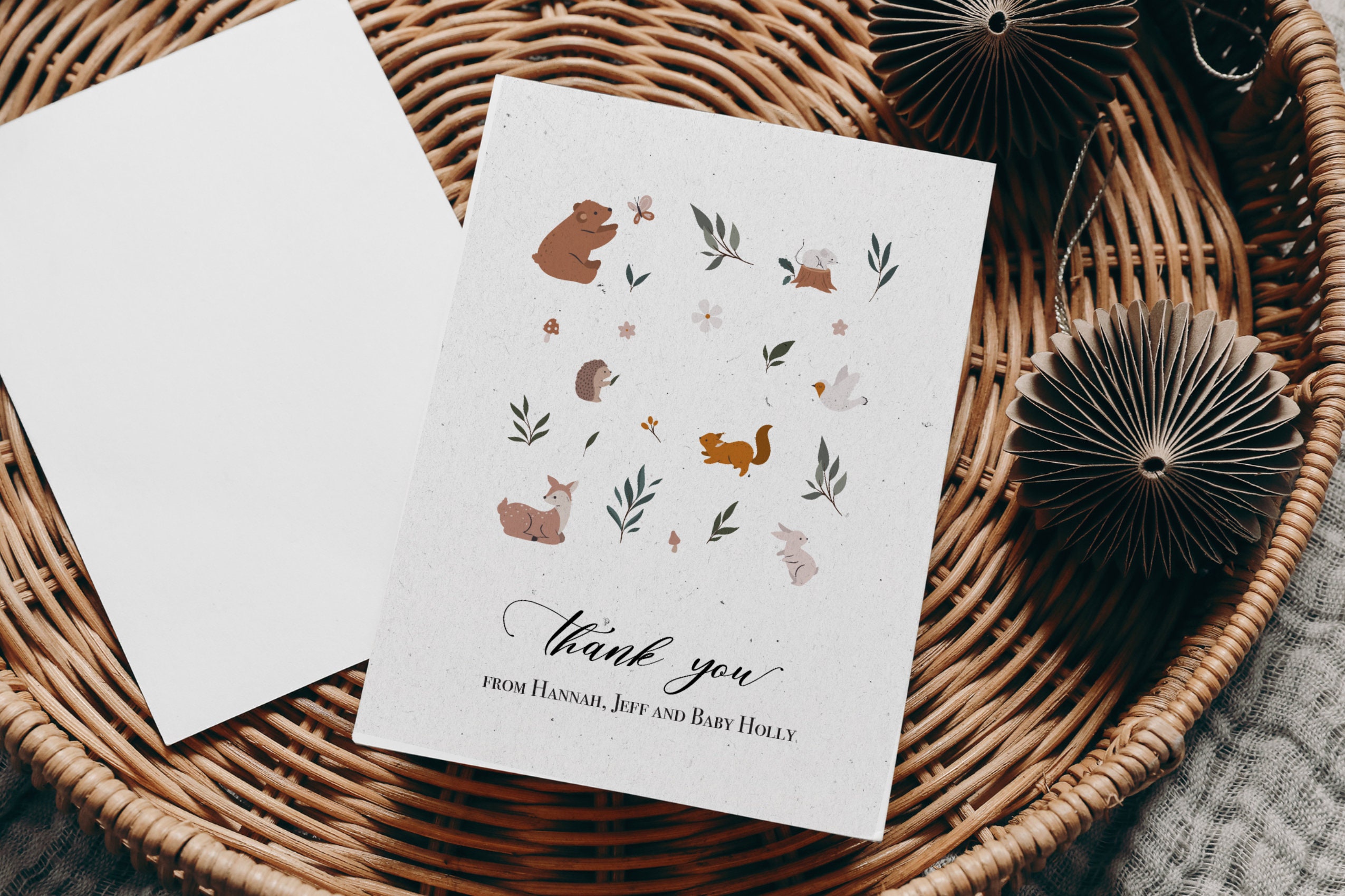 Thank You Cards Woodland Animals Forest Natural Thank You Cards ...