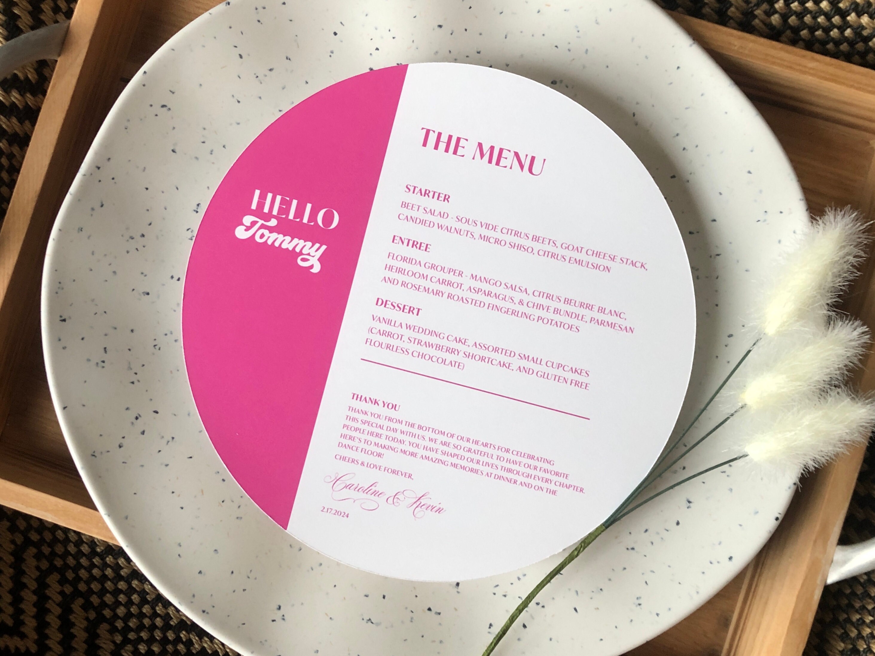 Circle Menu With Guest Name Modern Retro Groovy Minimalist - Etsy