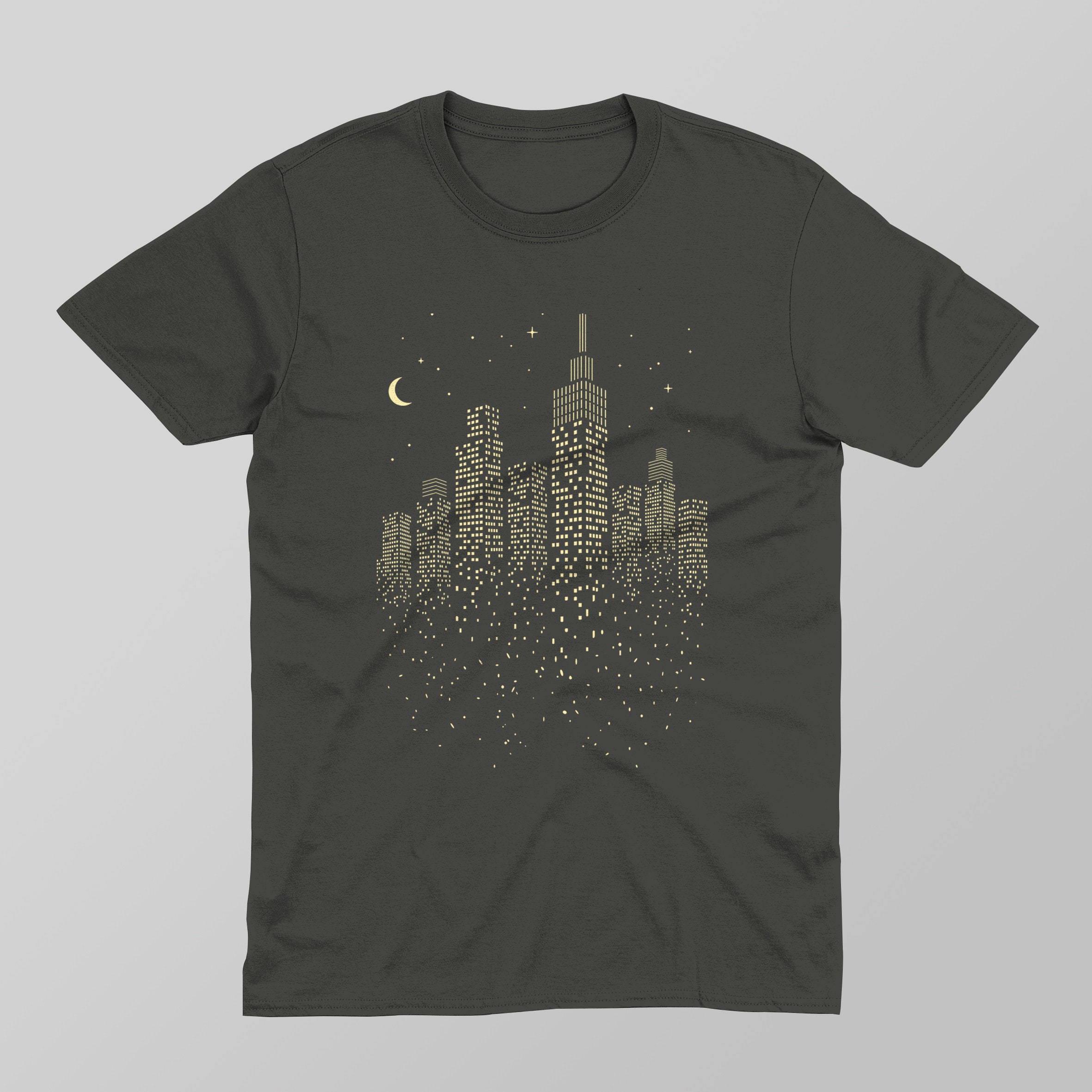Dissolving City Art Deco Shirt, New York City Skyline, Geometric, Night ...