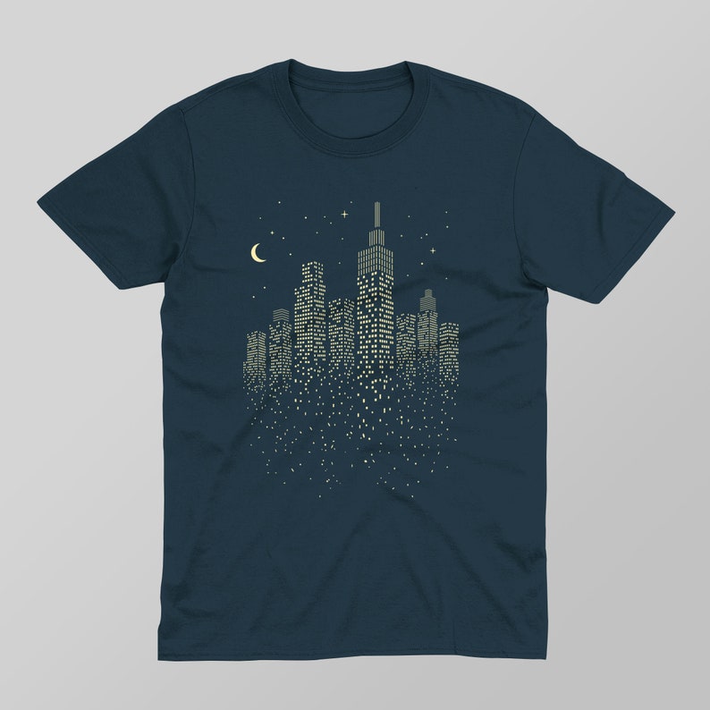Dissolving City Art Deco Shirt, New York City Skyline, Geometric, Night ...