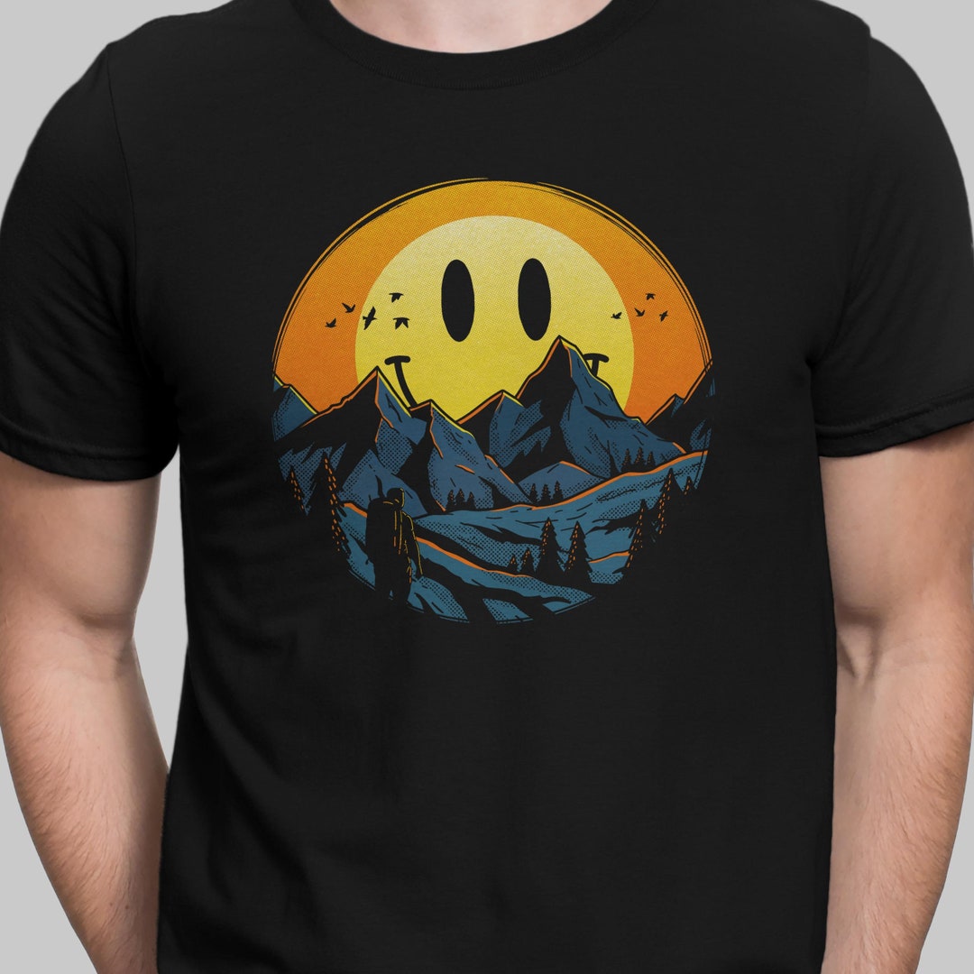 Smiley Sunrise T-shirt, Sunrise Emoji, Sunset Smile, Nature Mountains ...