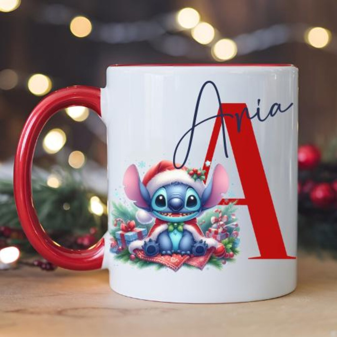Christmas Personalised Mug, Cute Stitch Design, Christmas Present ...