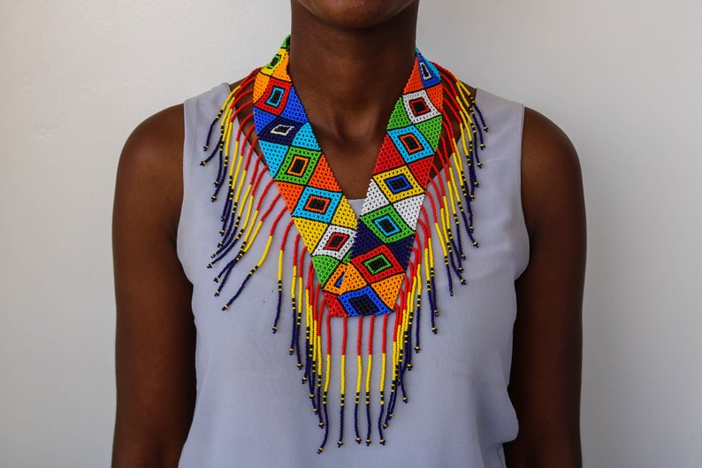African Wedding Necklace Zulu Necklace Beaded Shawl Etsy