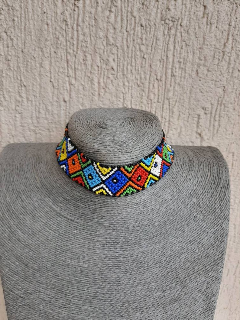 African Choker Necklace Zulu Necklace Beaded Necklace Etsy