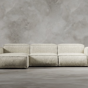 QUALITY MODULAR SOFA Kensington Hopsack Weave Chunky Chenille British ...