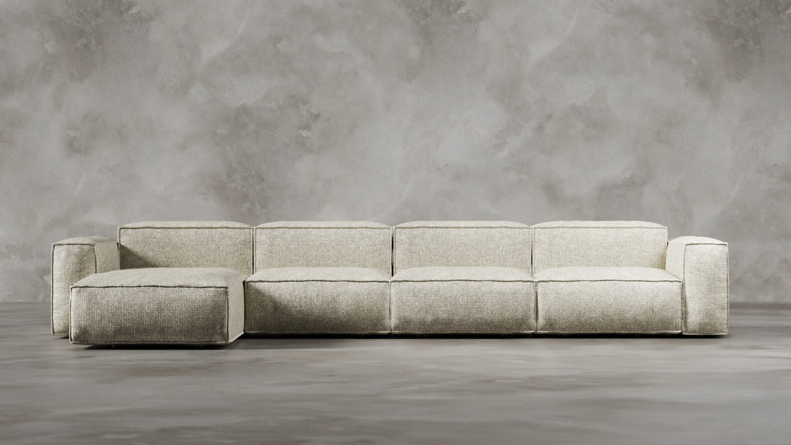 QUALITY MODULAR SOFA Kensington Hopsack Weave Chunky Chenille British ...