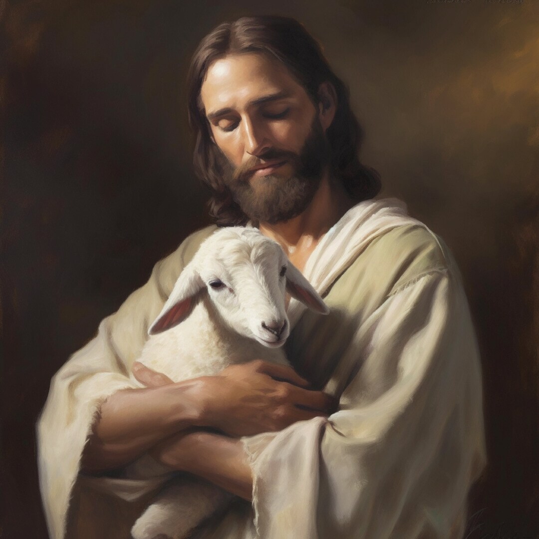 Painting of Jesus Christ Holding a Lamb Digital Files to Print or Use ...