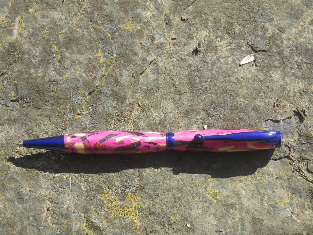 Ebony Pen Boxwood Rosewood and Pink Epoxy - Etsy