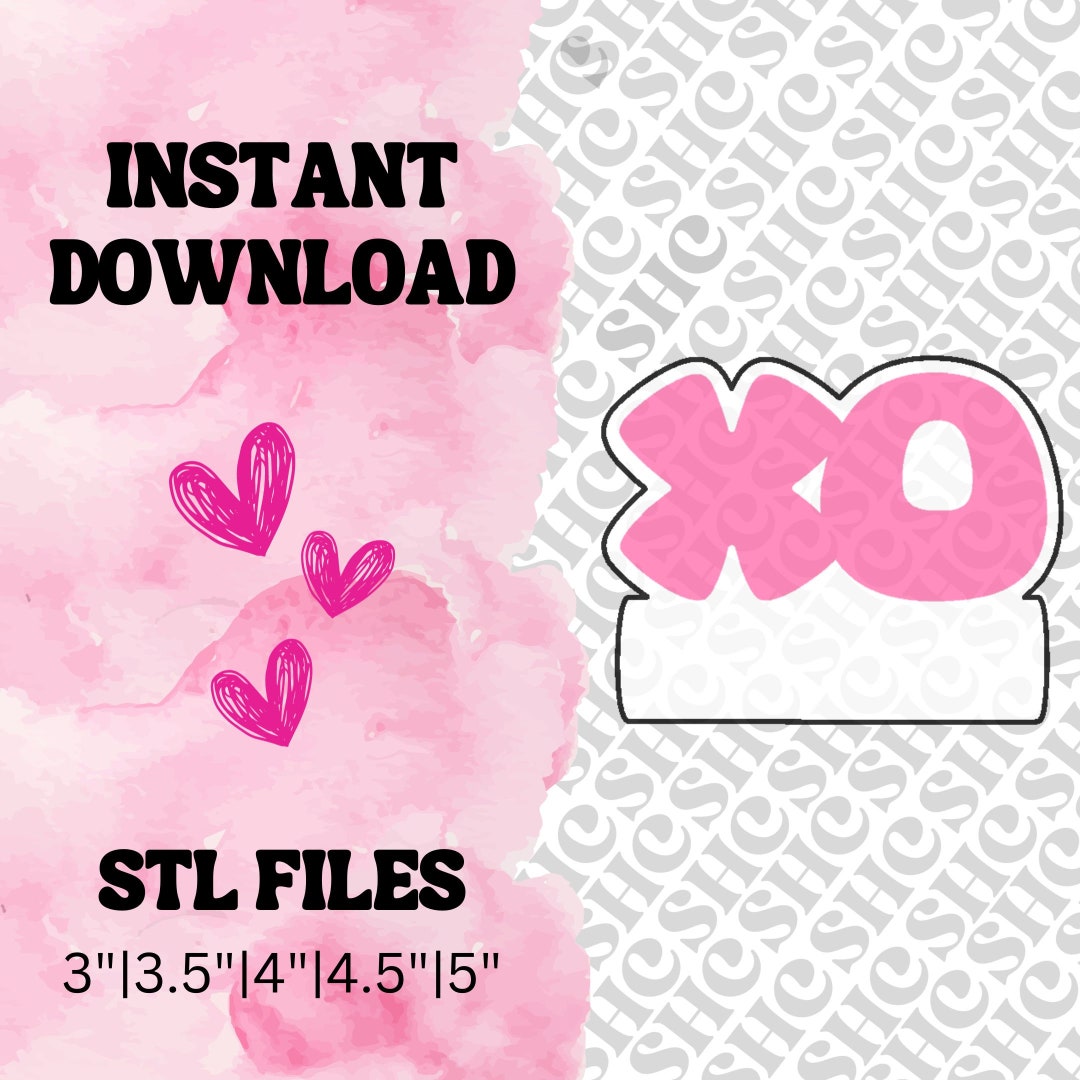 XO Plaque Cookie Cutter STL Plaque Cookie Cutter Hugs and Kisses Cookies Vday Cookies Valentines ...
