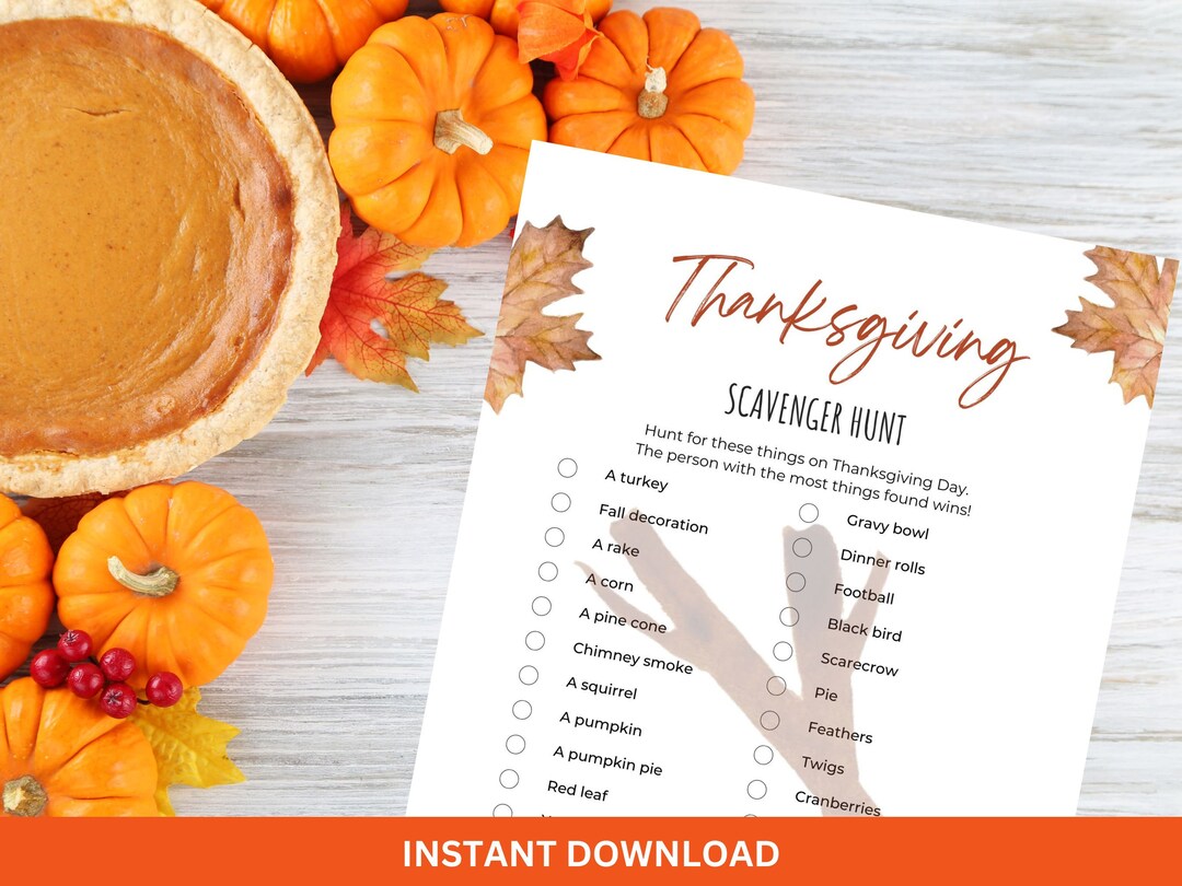 Printable Thanksgiving Scavenger Hunt, Friendsgiving Game, Scavenger ...