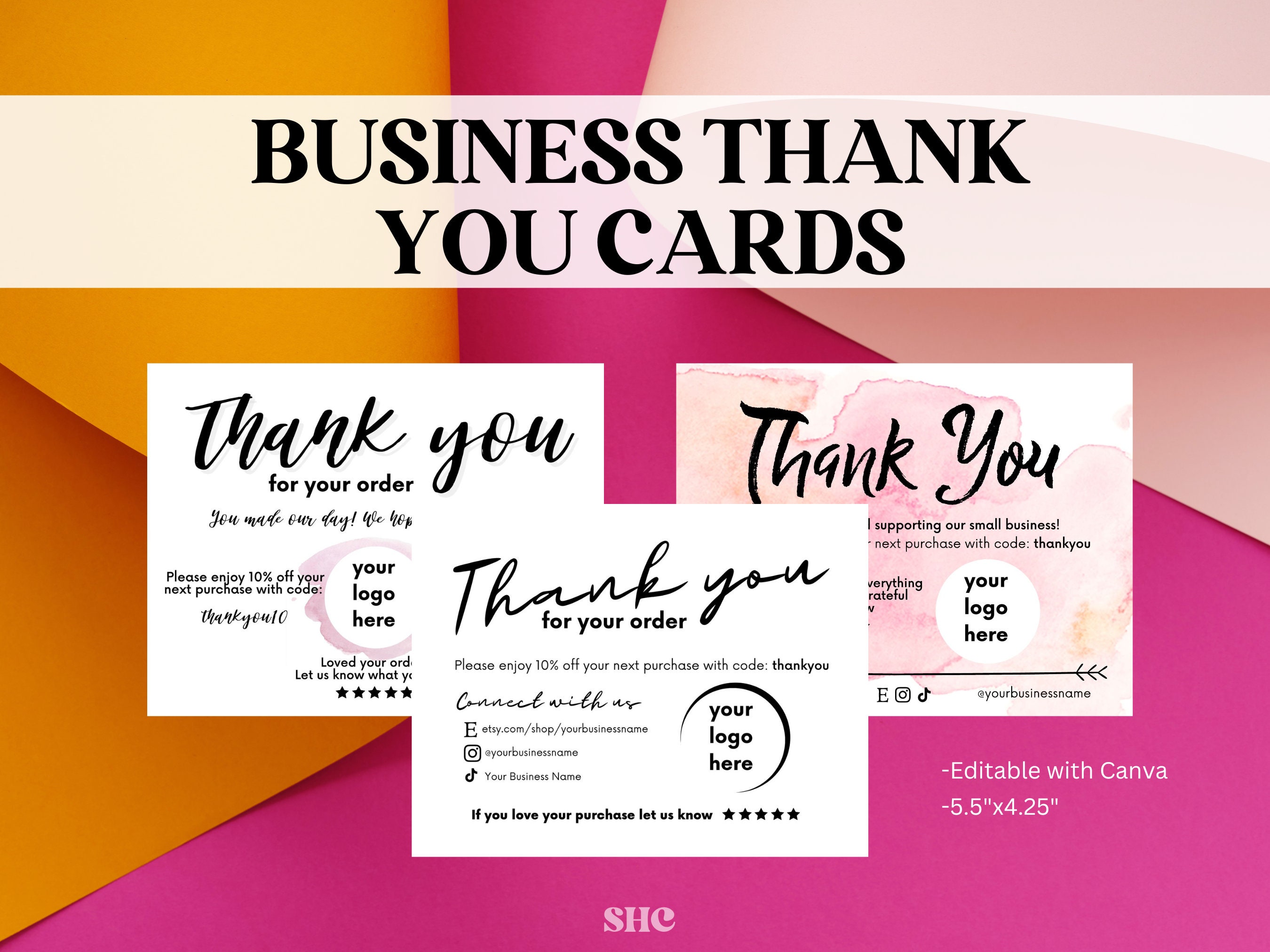 Printable Thank You Card Template, Editable Thank You, Canva ...