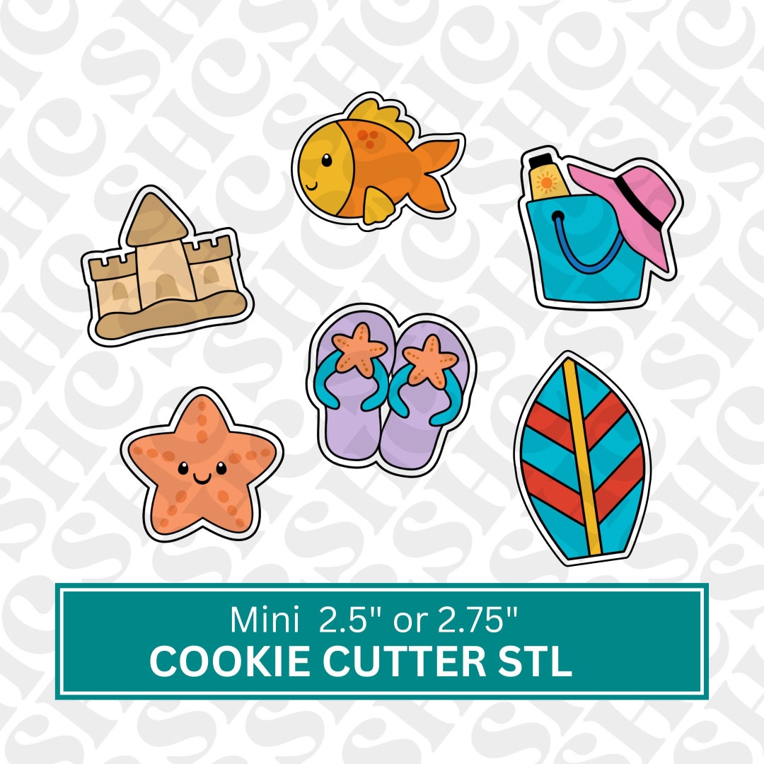 Mini Summer Cookie Cutter STL Files Perfect for Beach, Sunshine, and ...