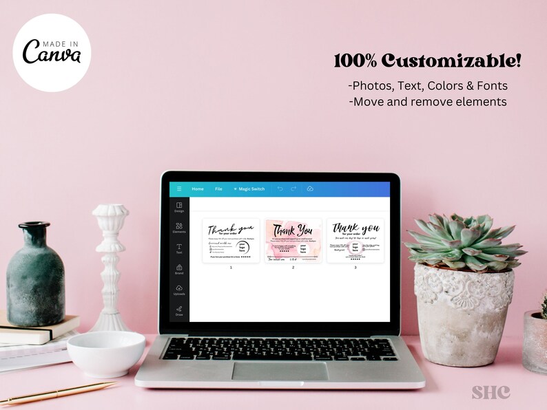 Printable Thank You Card Template, Editable Thank You, Canva ...