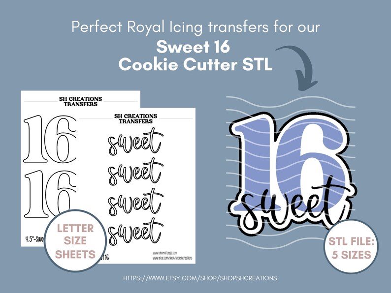 Sweet Sixteen Royal Icing Transfer Printable Sweet 16 - Etsy