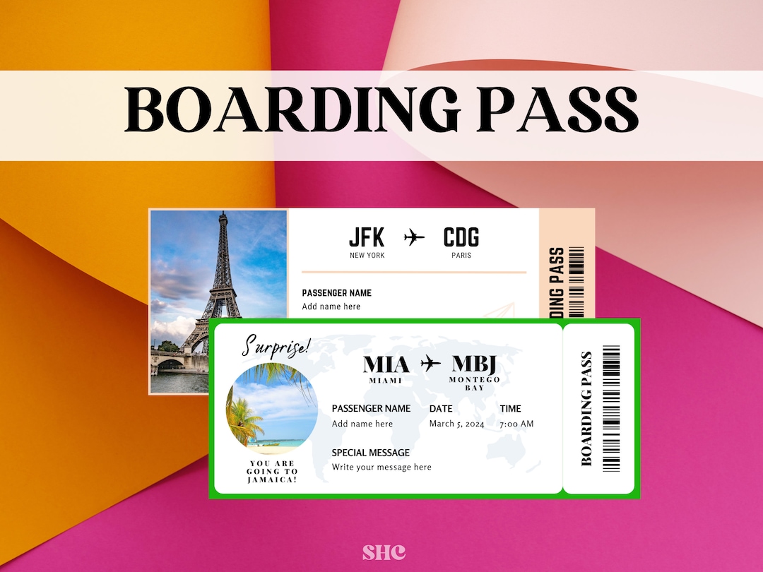 Editable Boarding Pass, Customizable Boarding Pass, Canva Template ...
