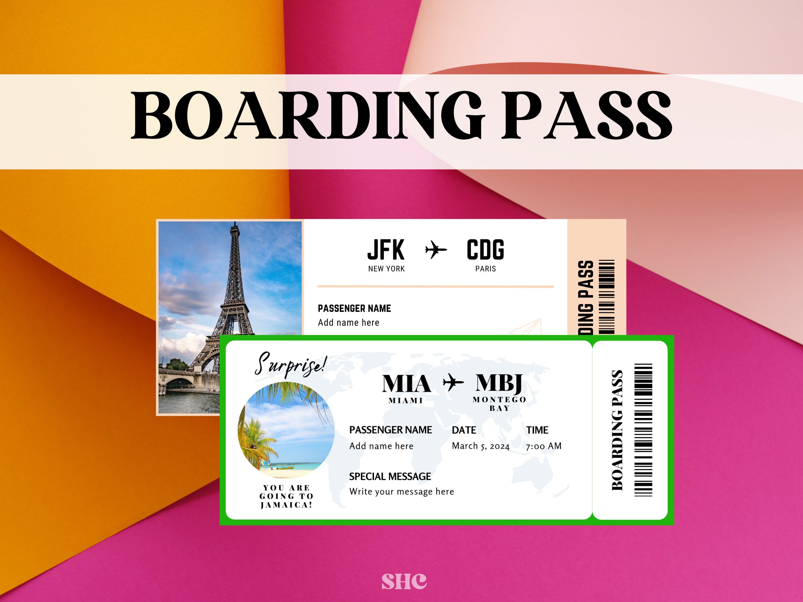 Editable Boarding Pass, Customizable Boarding Pass, Canva Template ...