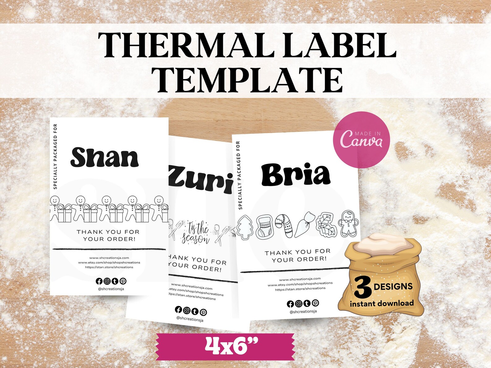 Christmas Thermal Label Template, Thermal Sticker Bundle, Holiday ...