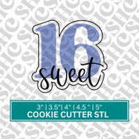 Sweet 16 Cookie Cutter. Sixteen Cookie Cutter. 16 Cookie Cutter. 16th ...