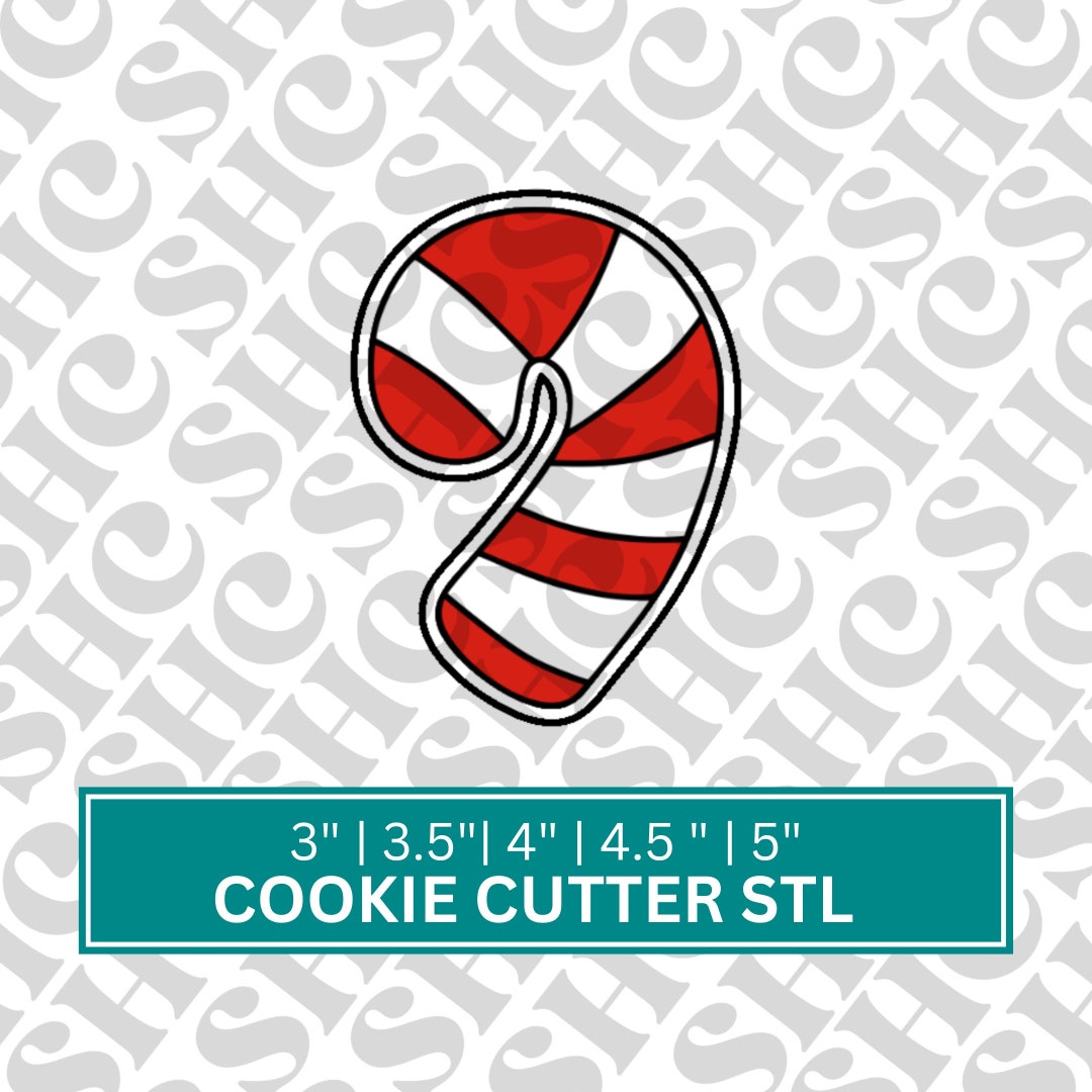 Candy Cane Cookie Cutter STL, Candy Cookie Cutter, Christmas STL ...