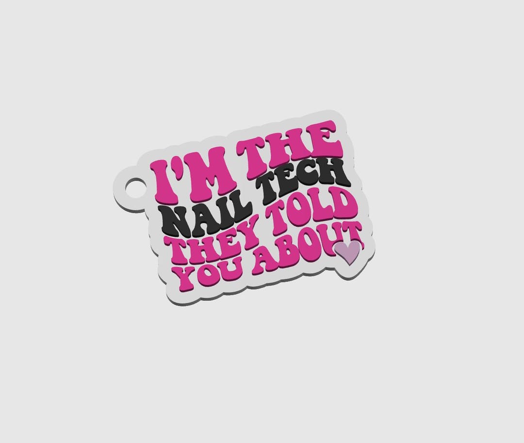 Nail Tech Keychain STL File | 3D Keychain STL | Retro Double-layer 3D ...