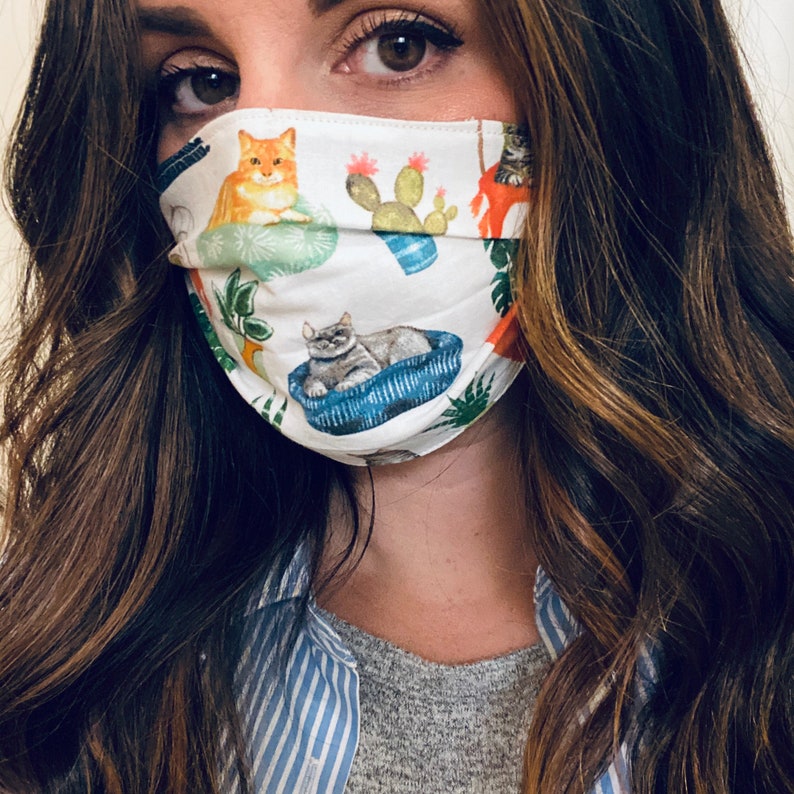 Cats and Plants Face Mask Cat Print Mask House Plant Mask | Etsy