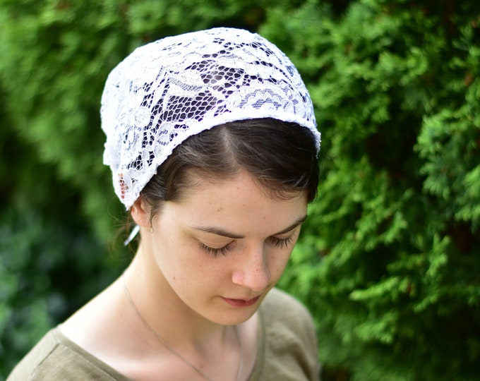 White Corded Lace Full Coverage Headband//headwrap//headcovering//headscarf - Etsy