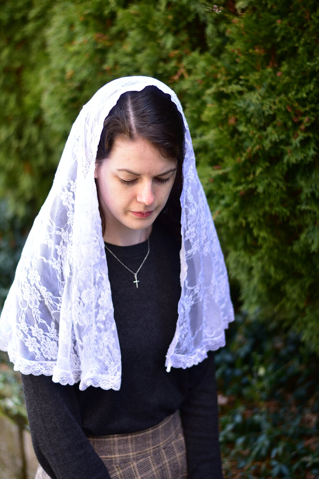 Stretch Lace Half Circle Shape Veil Large Size Headcovering Headscarf ...