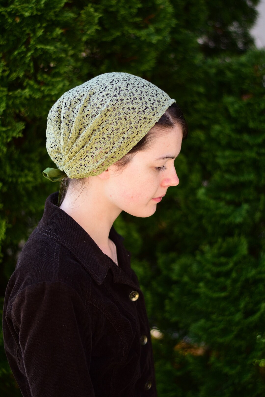 Olive Lace Full Coverage Headband//headwrap//headcovering//headscarf - Etsy