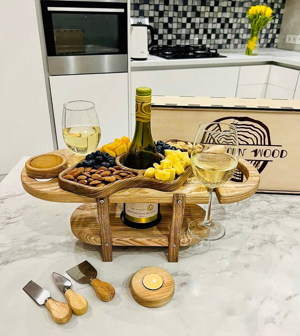 Wine Table Made of Oak. A Table for Two People for a Romantic - Etsy