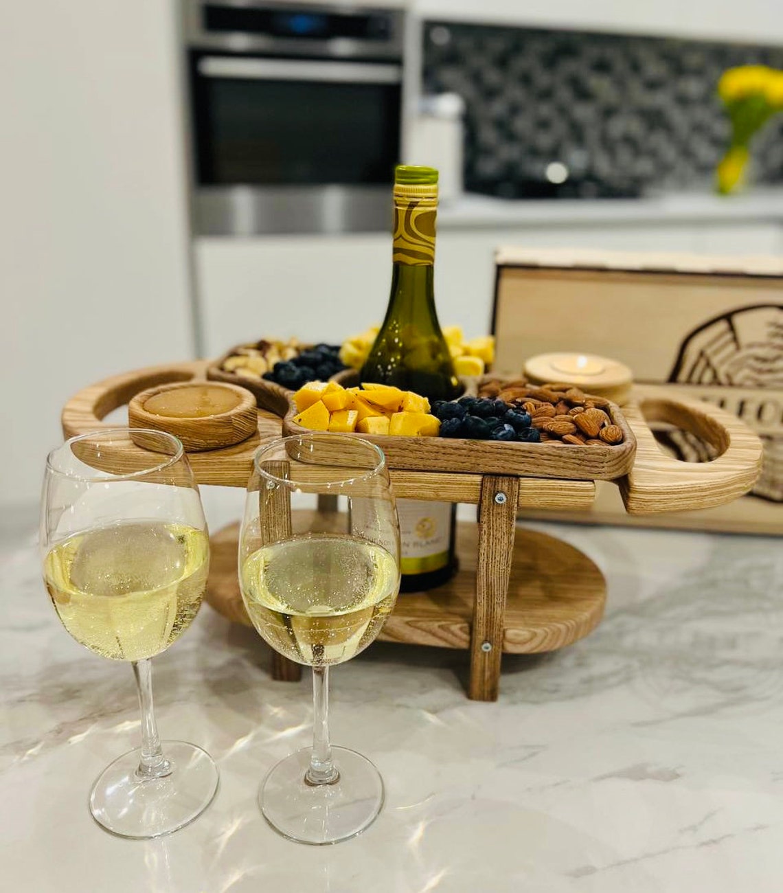 Wine Table Made of Oak. A Table for Two People for a Romantic - Etsy