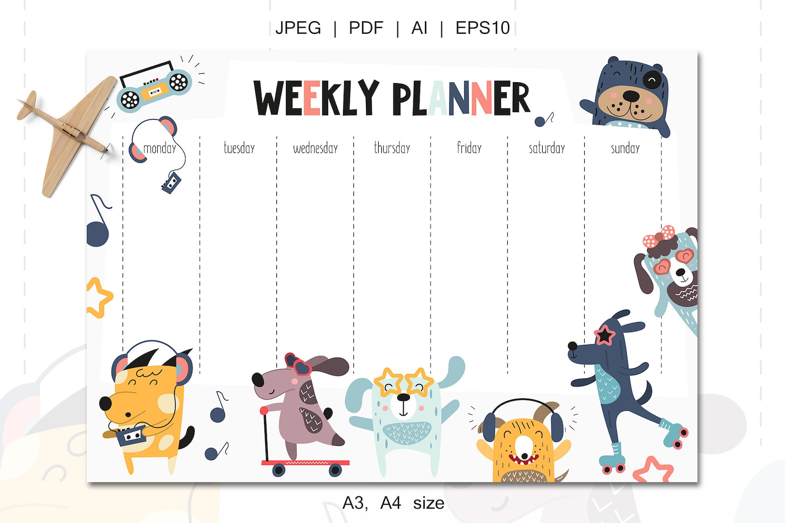 Weekly Planner for Kids Weekly Schedule Printable PDF | Etsy