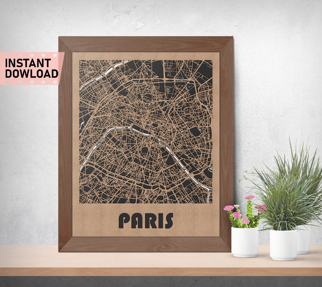 Paris Land and Roads Map File for Laser Cut Instant Download Svg Crd ...