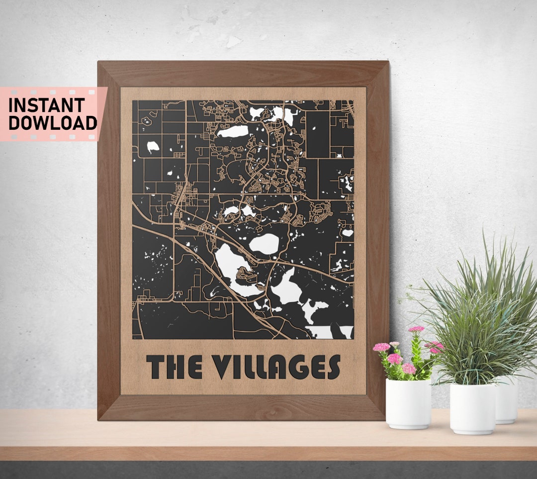 Villages, Florida Land and Roads Map File for Laser Cut Instant ...