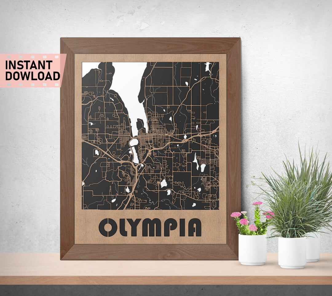 Olympia Washington Land N Roads Map File Laser Cut Instant Download Svg ...