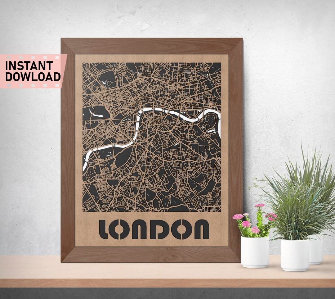 London Land and Roads Map File Laser Cut Instant Download Svg Crd Dxf ...