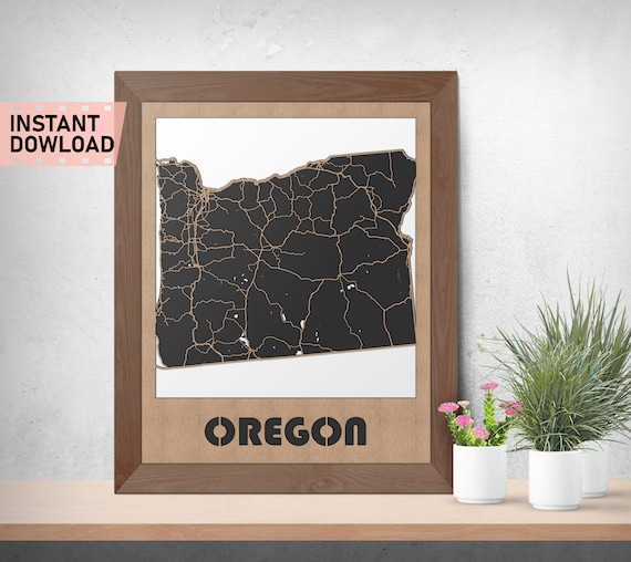 Oregon Land and Roads Map File for Laser Cut Instant Download | Etsy