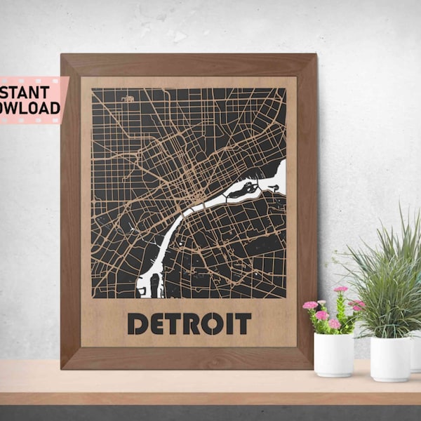 Detroit Road Map Svg - Etsy