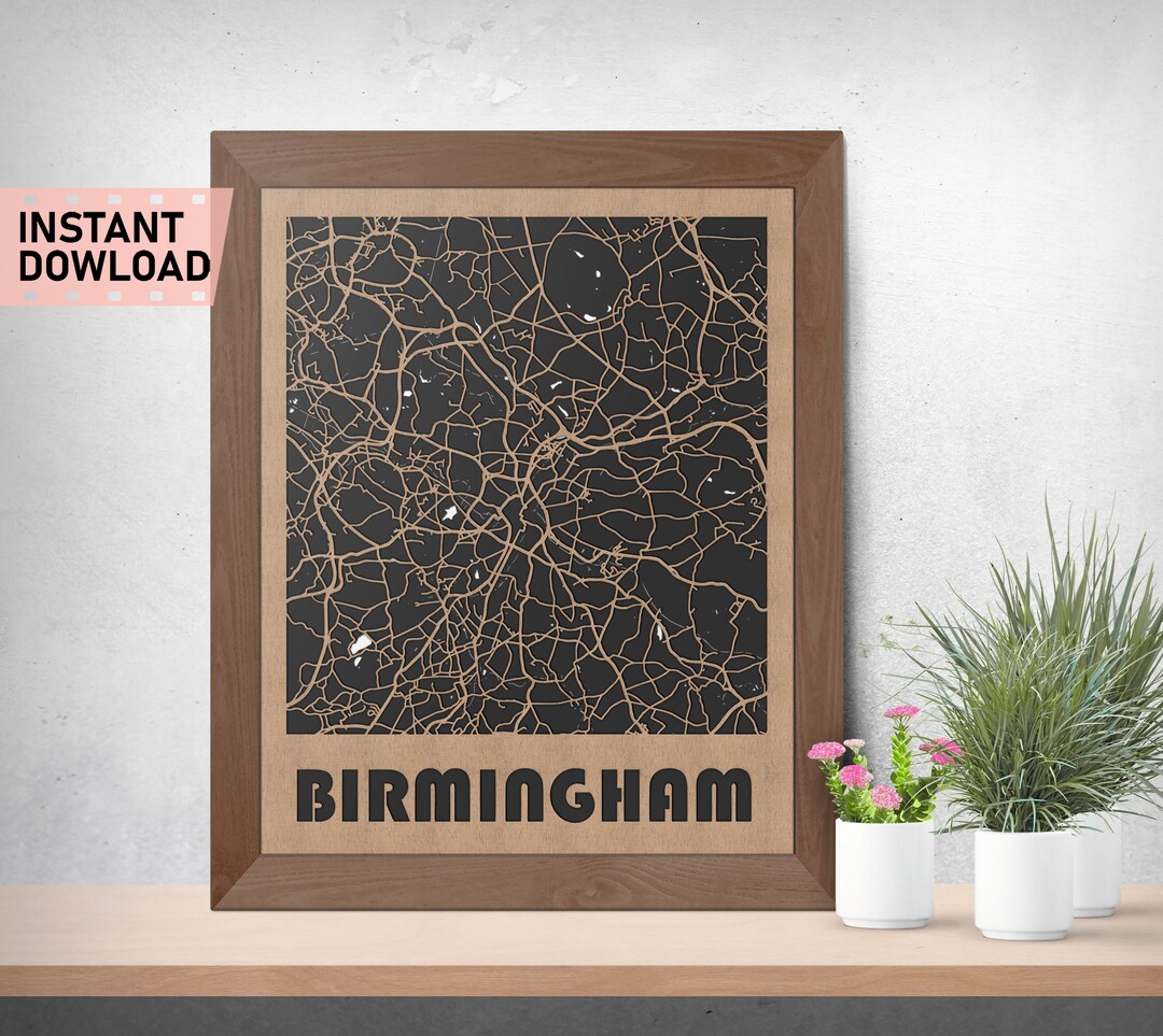 Birmingham Land and Roads Map File Laser Cut Instant Download Svg Crd ...
