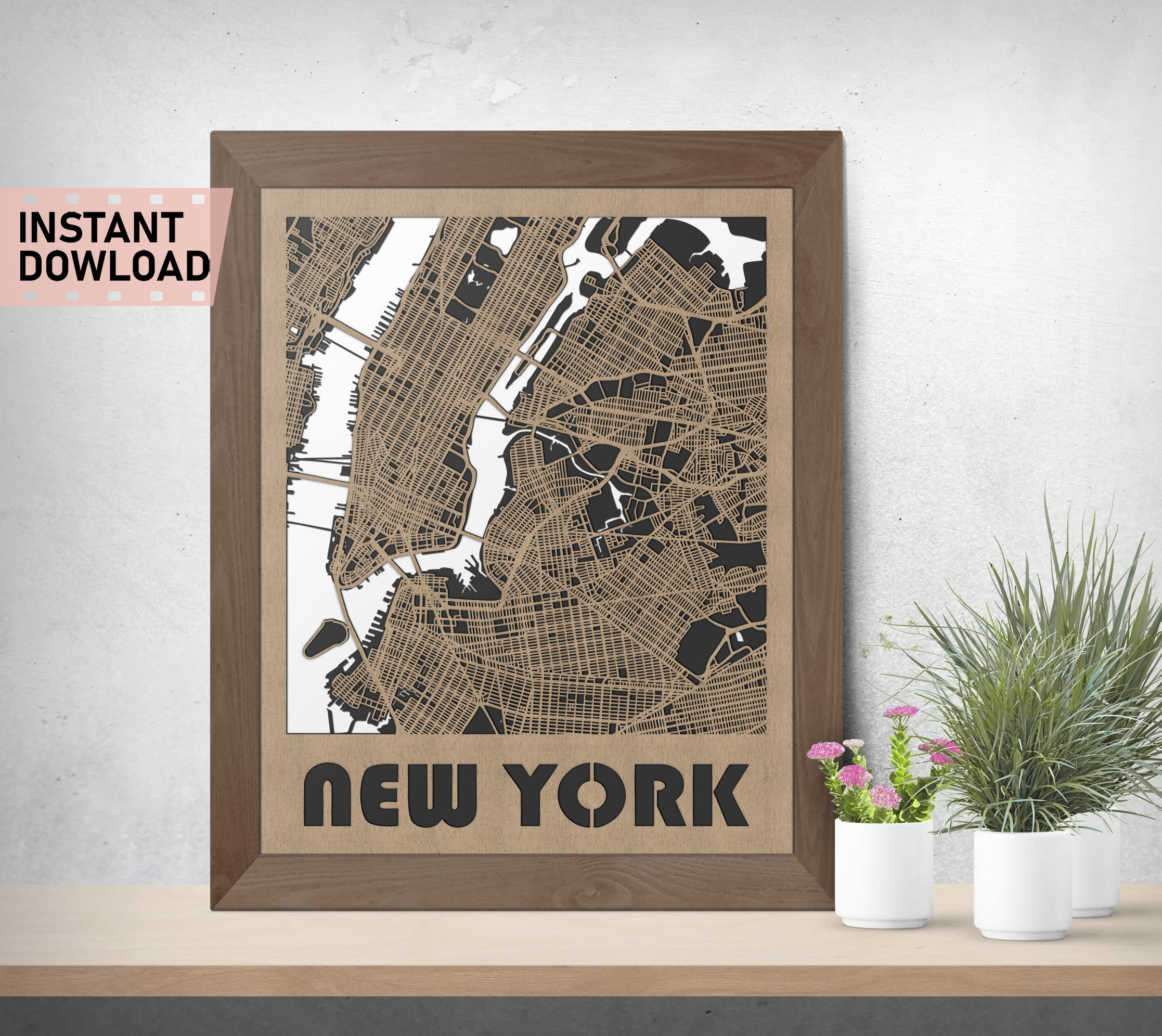 New York Land and Roads Map File for Laser Cut Instant Download Svg Crd ...