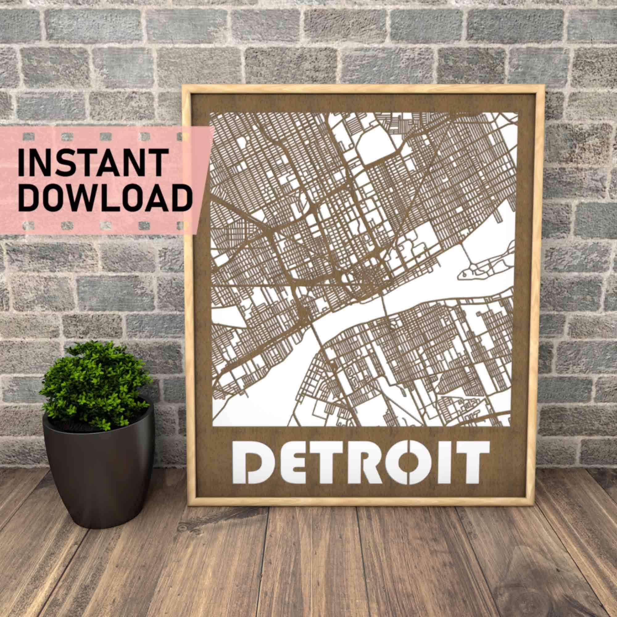 Detroit, Michigan File for Laser Cut Instant Download Svg Dxf Eps Crd ...
